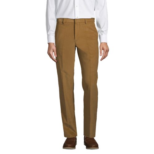 Lands' End Men's Traditional Fit, Fine Wale Plain Front
