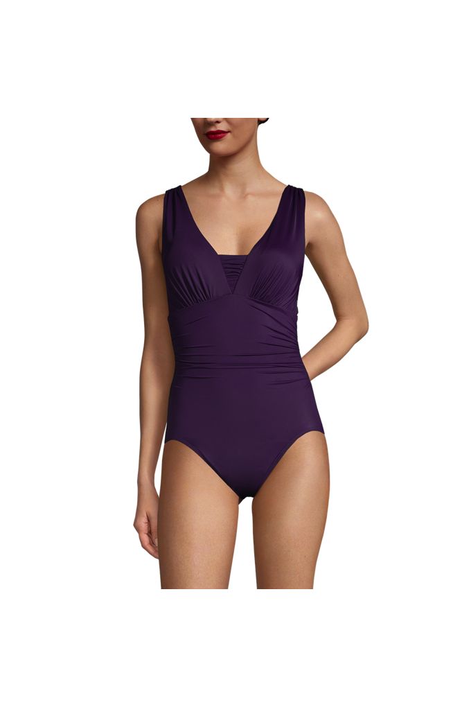 Womens D Cup Slendersuit Tummy Control Chlorine Resistant V Neck Wrap