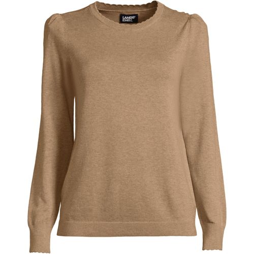 Women's Puff Shoulder Cotton Jumper | Lands' End