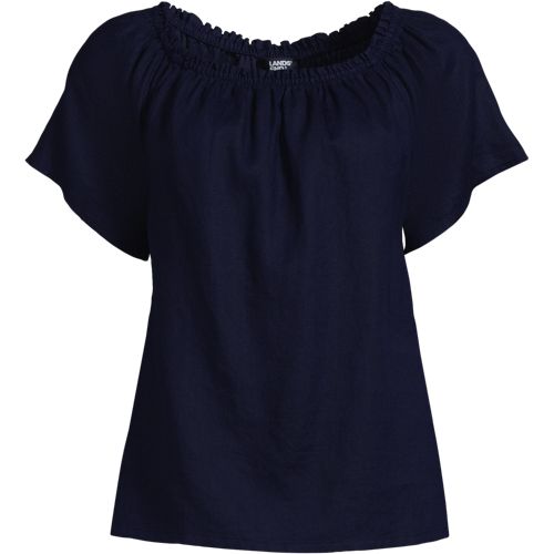 Women's Gathered Linen Top | Lands' End