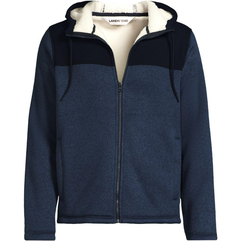 Men's Sweater Fleece Mixed Media Full Zip Jacket | Lands' End